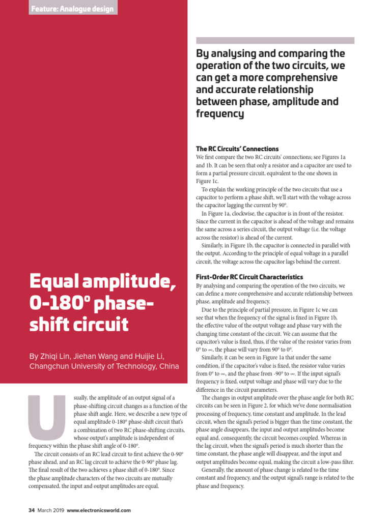 Phase Shift With Equal Amplitude | PDF | Phase (Waves) | Capacitor