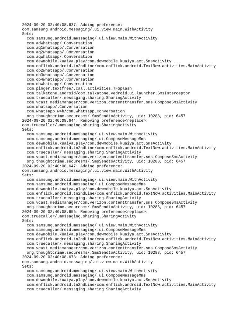 SMS App Preference Changes Log | PDF | Software | Service Industries