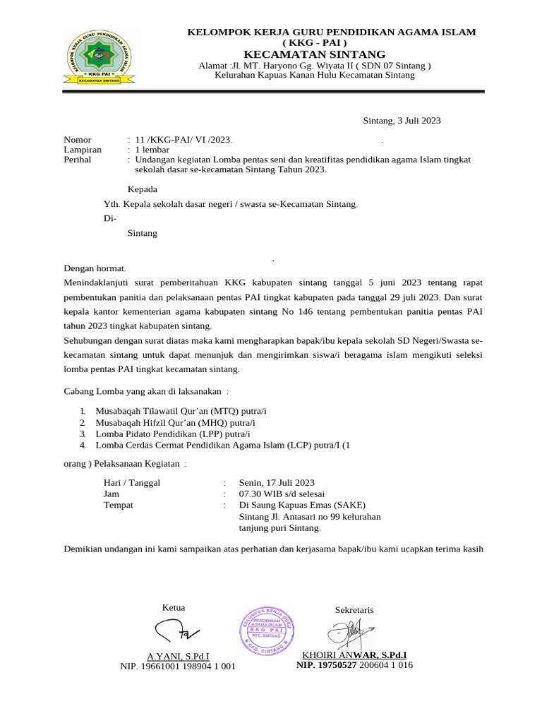 2023 Undangan Pentas Pai | PDF