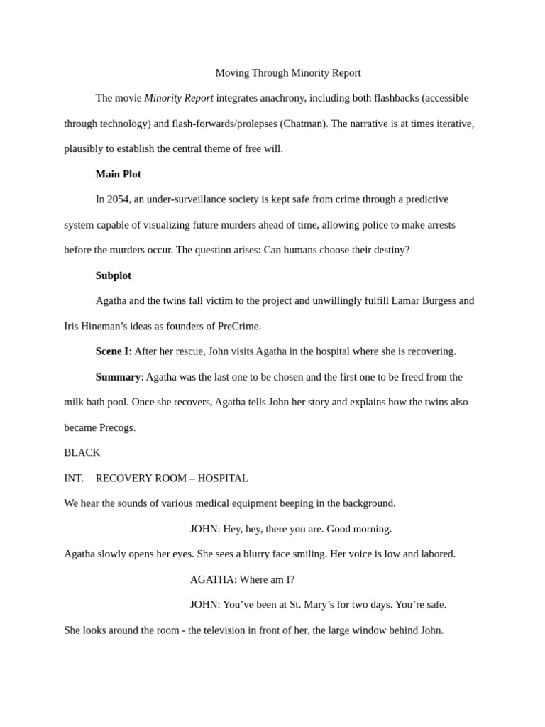 4-1 Writing Assignment Moving Through Minority Report | PDF