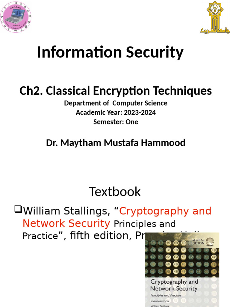 Ch02 - Classical Encryption Techniques | PDF | Cryptography | Cryptanalysis