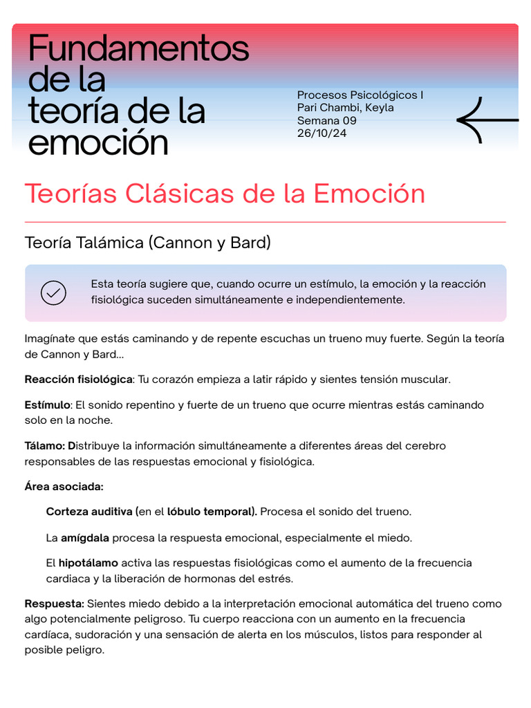 Teorías De La Emoción Pdf Las Emociones Temor