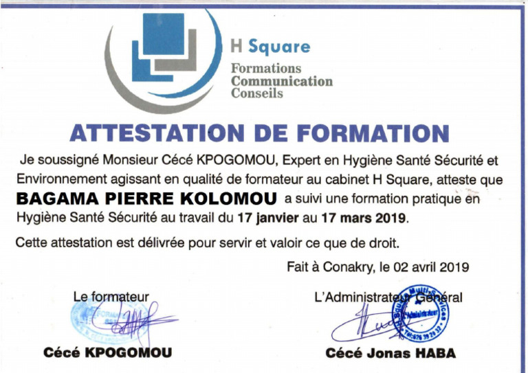 Attestation de Formation HSST | PDF