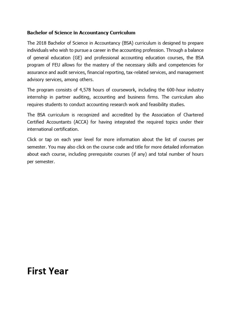 Bsa Curriculum | PDF | Accounting | Audit