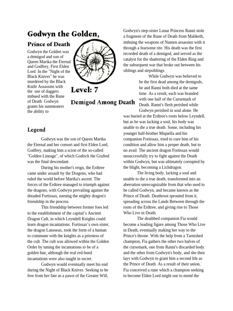 Godwyn the Golden: Prince of Death Guide | PDF