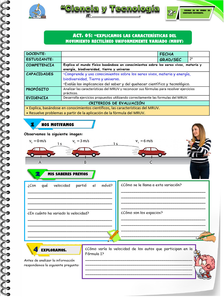 D-2º Act 4 Cyt Unid 5 - Sem 4 | PDF | Aceleración | Velocidad