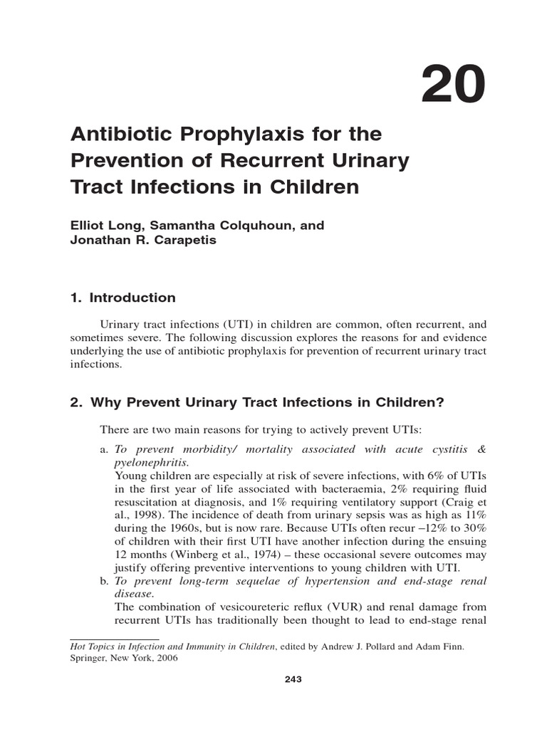 Antibiotic Prophylaxis For The Prevention of Recurrent Urinary T | PDF ...