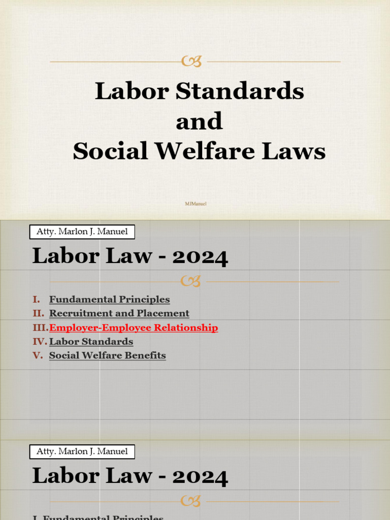 Presentation On Labor Standards Social Welfare Laws by Prof. Marlon Manuel | PDF | Cost Of ...