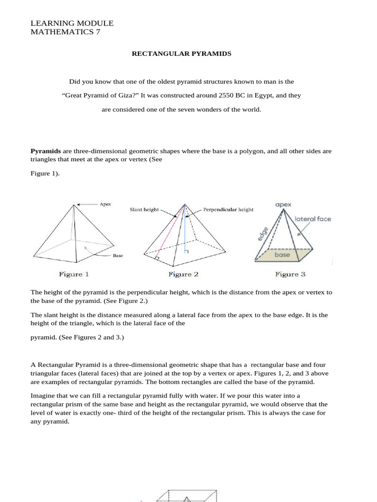 Rectangular Pyramids | PDF | Rectangle | Geometric Shapes