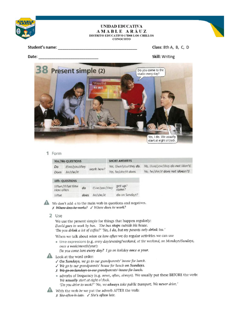 Present Simple Info 2 | PDF