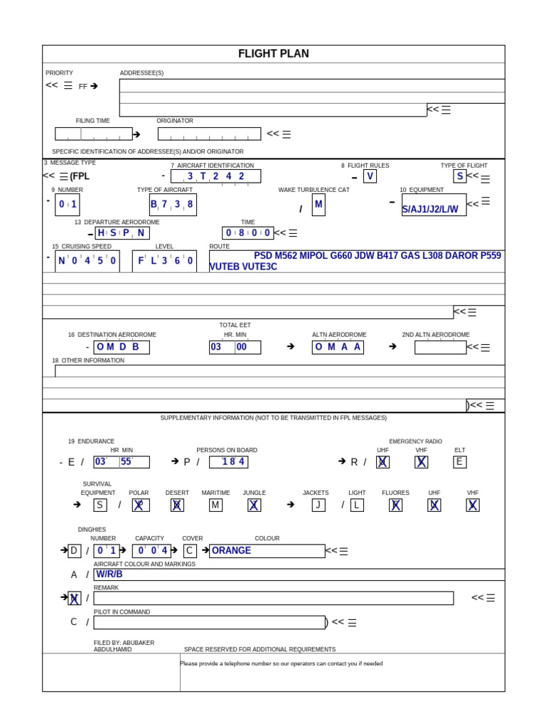 I Cao Flight Plan | PDF