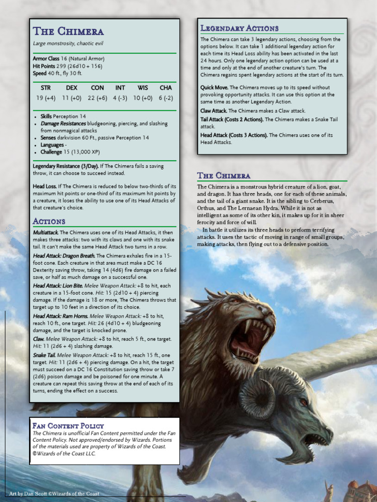 Creature - The Chimera - V0.1 | PDF