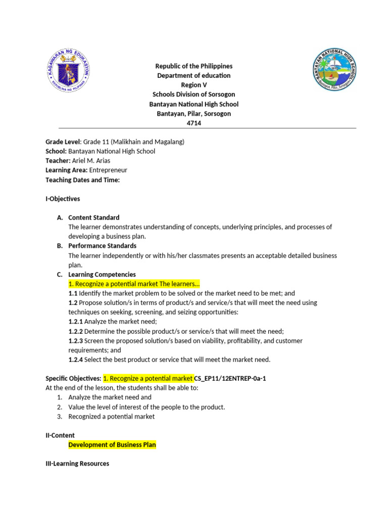 Entrep Lesson 1 | PDF | Learning | Cognition