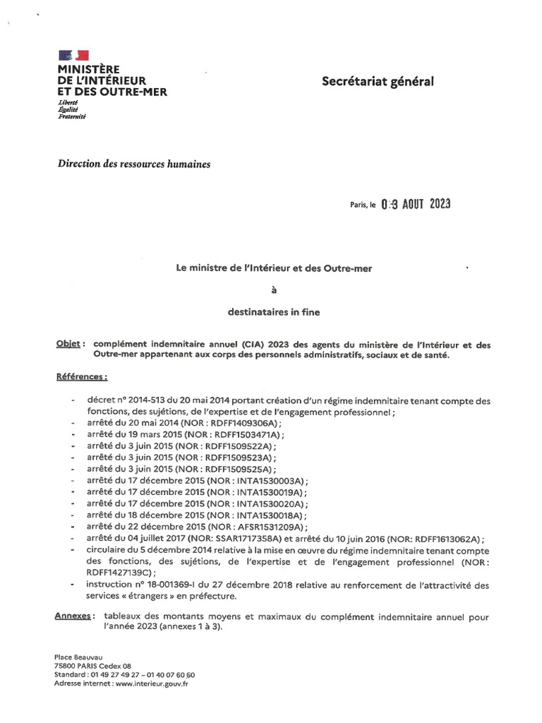 Instruction CIA 2023 Admin Soc Sante | PDF