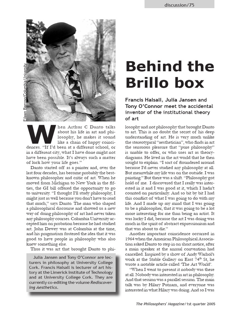 Behind The Brillo Box Danto Interview | PDF | Aesthetics | Pragmatism