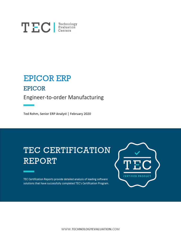 TEC CR - Epicor ERP 10 ETO Manufacturing | PDF | Internet Of Things | Enterprise Resource Planning