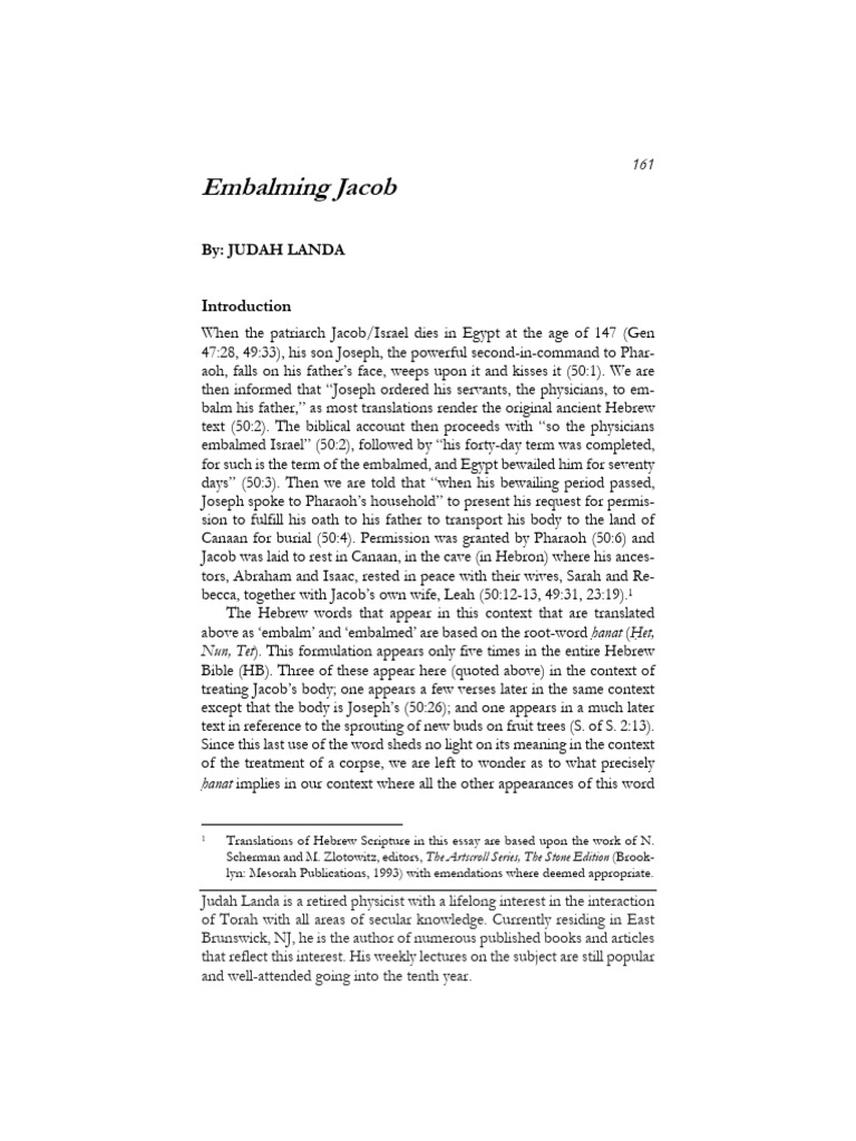 #Art. LANDA, Judah - Embalming Jacob | PDF | Jacob | Mummy