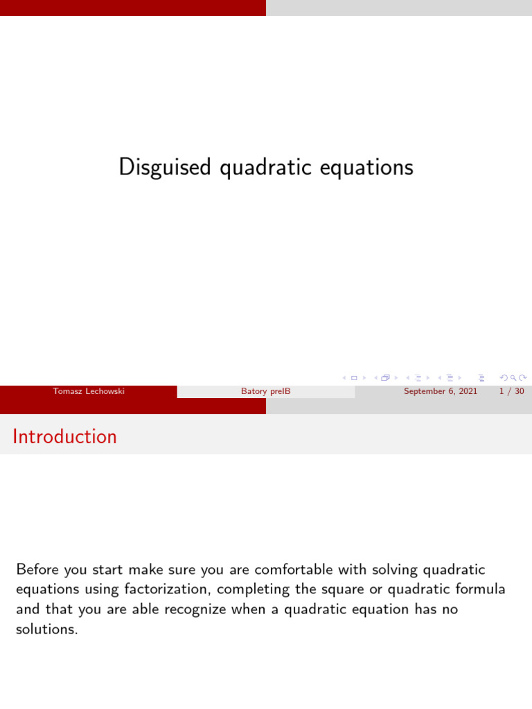 preIB 4.2 Disguised Quadratics | PDF | Quadratic Equation | Mathematics