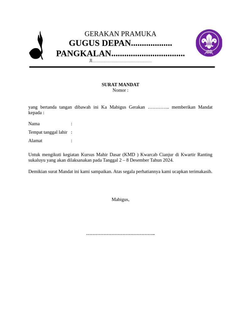 Contoh Surat Mandat | PDF