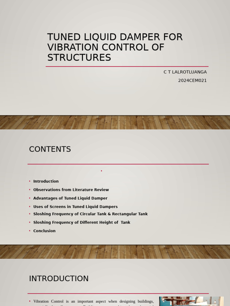 Tuned Liquid Damper For Vibration Control of Structures | PDF | Physical Quantities | Mechanical ...
