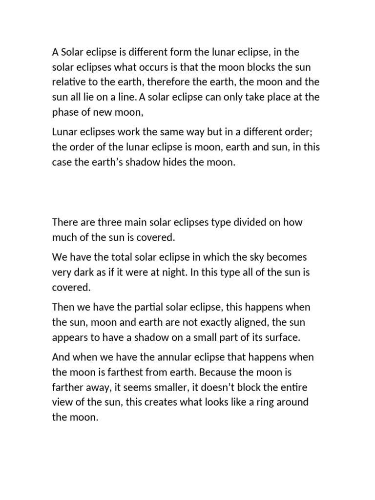 Types of Solar Eclipses Explained | PDF