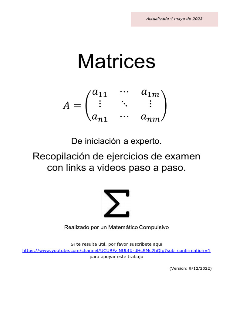 2100 Matrices 1 Introduccion VideosPasoPaso | PDF | Matriz (Matemáticas) | Funciones y mapeos