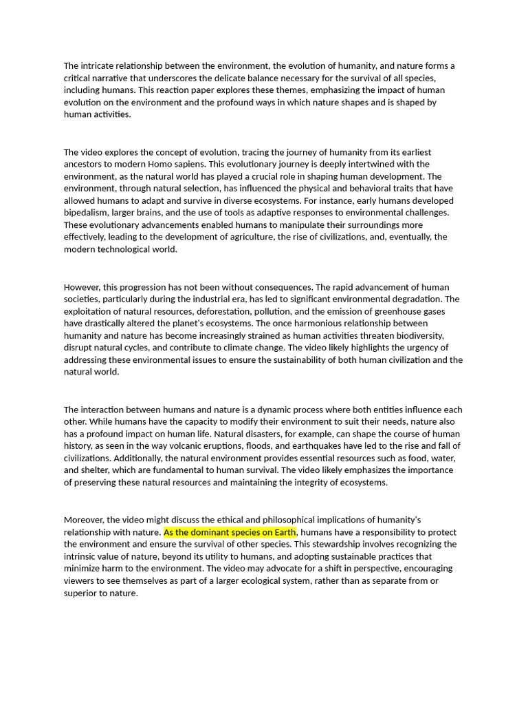 Envi Assignment | PDF | Natural Environment | Human