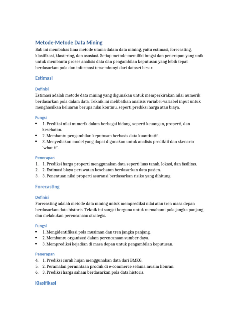 Metode Data Mining | PDF