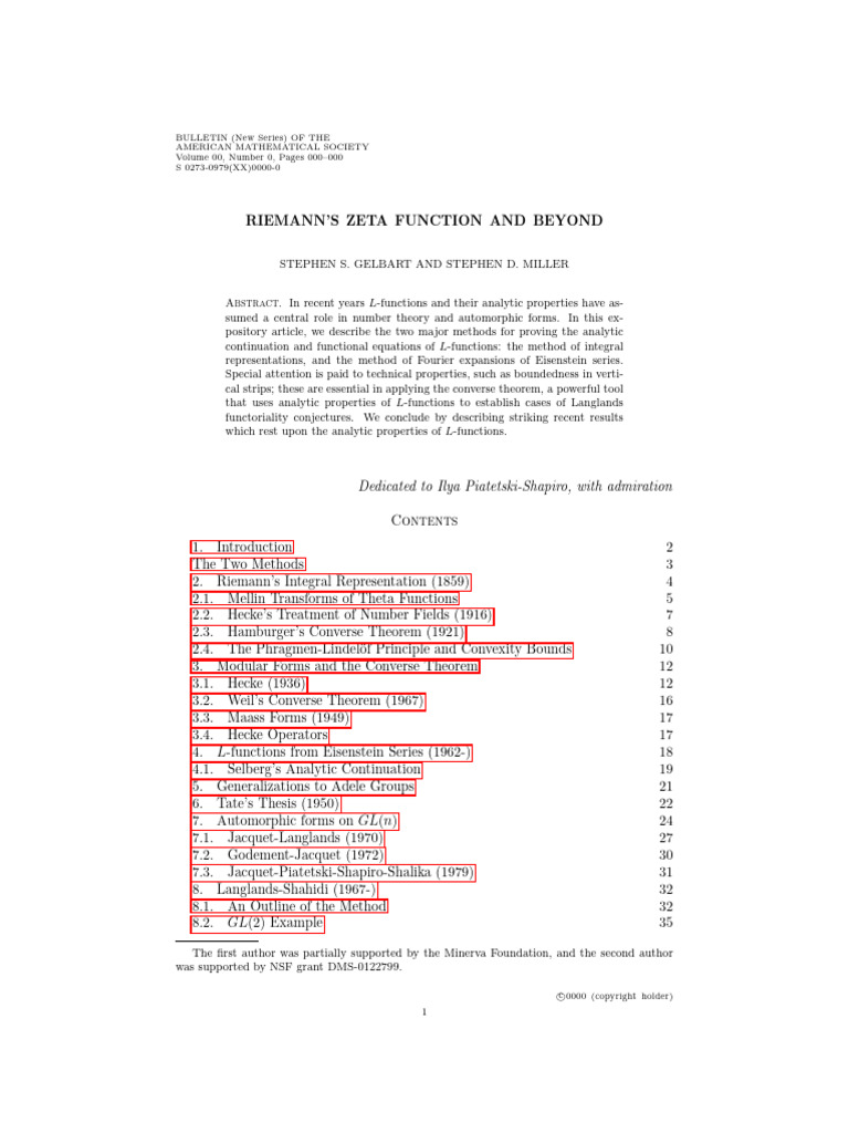 Riemann'S Zeta Function and Beyond: Abstract | PDF | Number Theory ...
