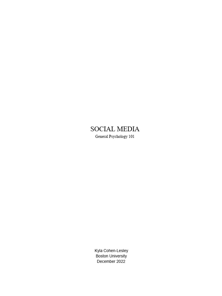 Impact of Social Media on Mental Health | PDF | Behavioural Sciences ...