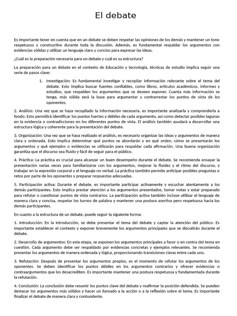 El Debate | PDF | Argumento | Lógica