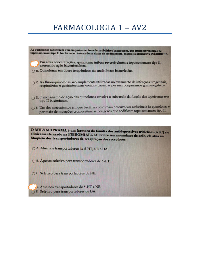 AV2 - Farmaco 1 | PDF