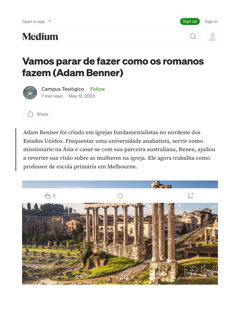 Vamos Parar de Fazer Como Os Romanos Fazem (Adam Benner) - by Campus ...