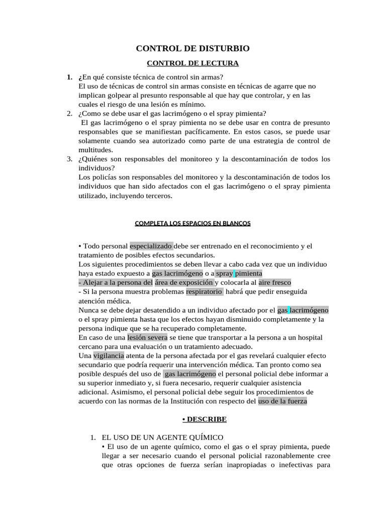 3y4 Control de Disturbios - Milagros Arana | PDF | Policía