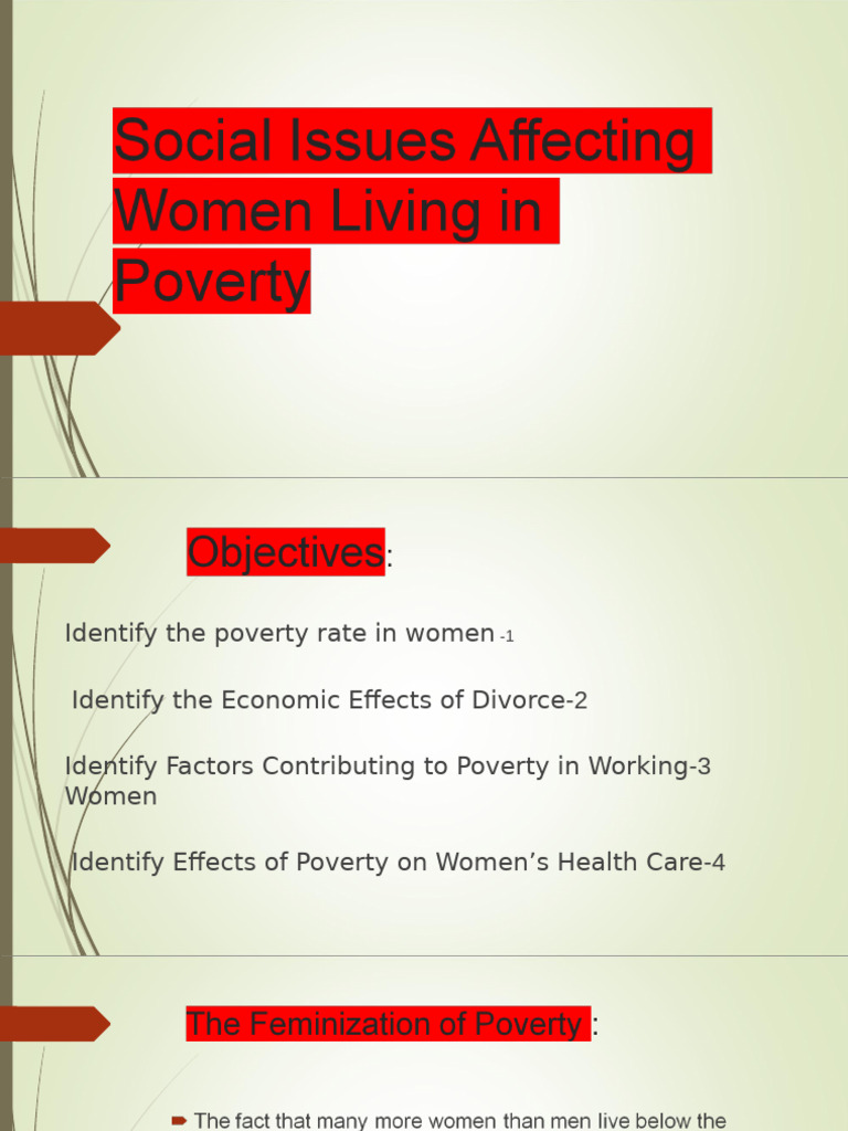 L 2 Social Issues Affecting Women Living in Povertypdf | PDF | Divorce ...