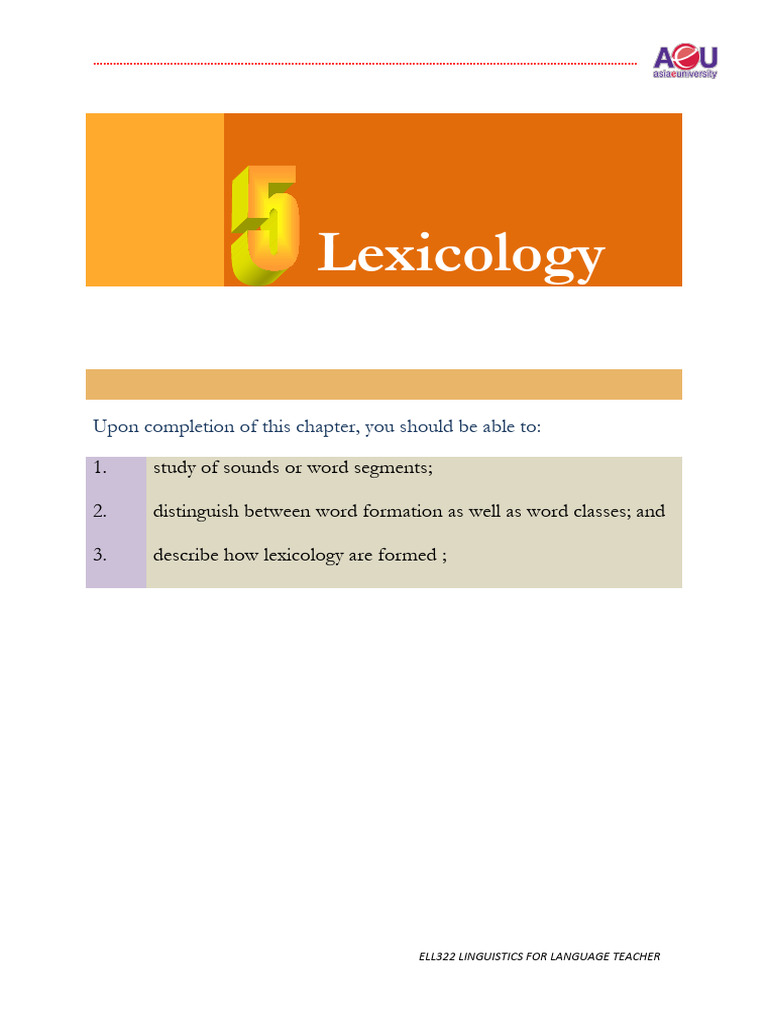 Chapter 5-Lexicology | PDF | Grammatical Number | Pronoun