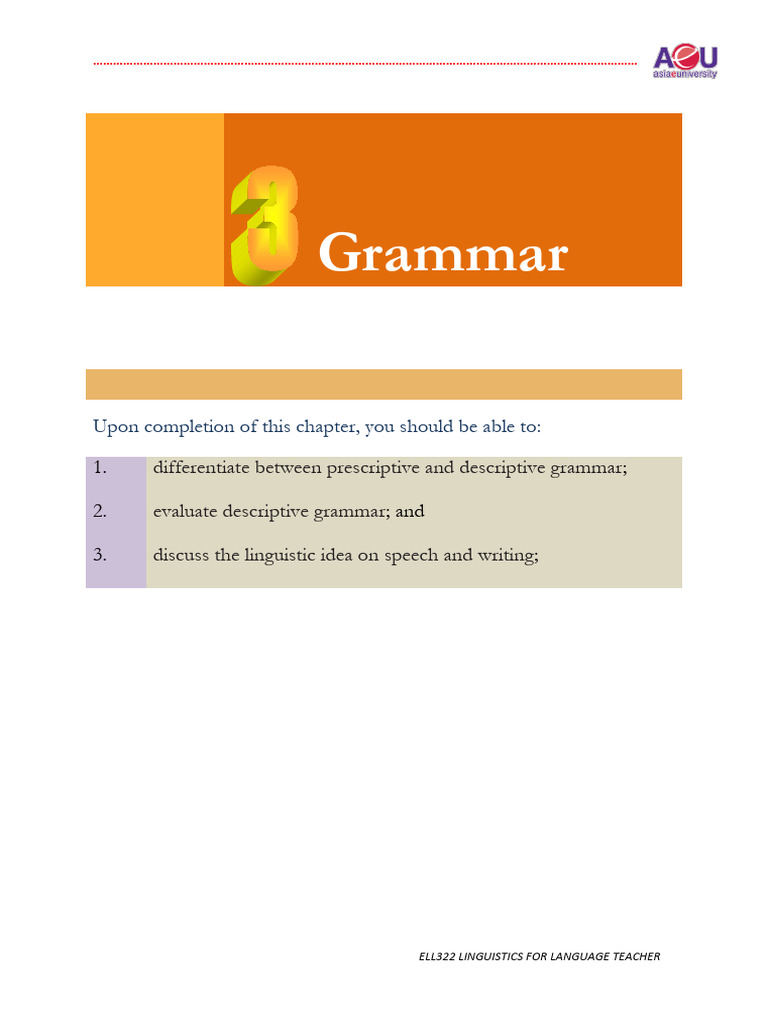 Chapter 3-Grammar | PDF | Grammar | English Language
