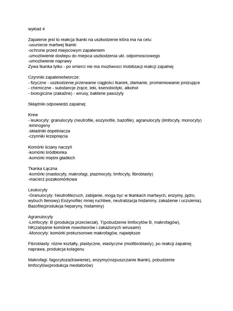 Patomorfologia Zapalenia Notatka | PDF