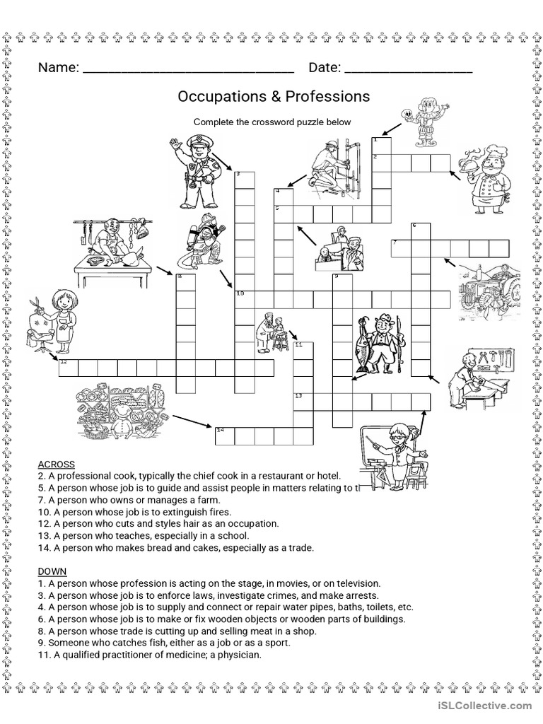 Crossword Puzzle: Occupations & Professions | PDF
