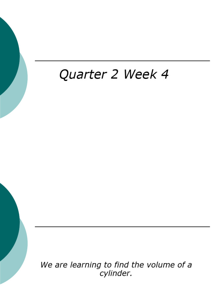 Quarter 2 Lesson 4 Volume of A Cylinder | PDF