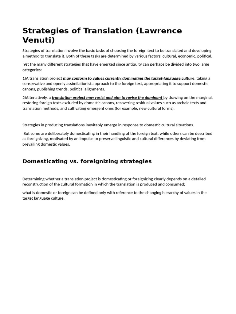 Strategies of Translation (Lawrence Venuti) | PDF