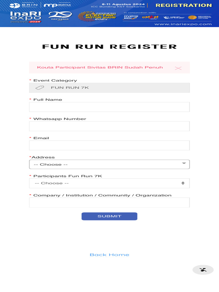 Fun Run 7K Registration Form | PDF