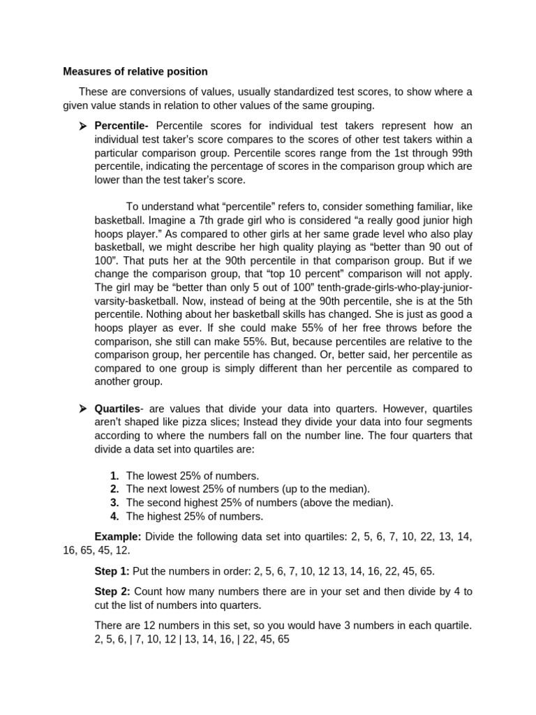 Understanding Percentiles, Quartiles, and Z-Scores | PDF | Standard ...