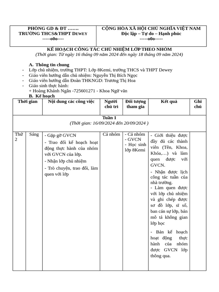 Thực hành KNGD Kế hoạch Khánh Ngân | PDF