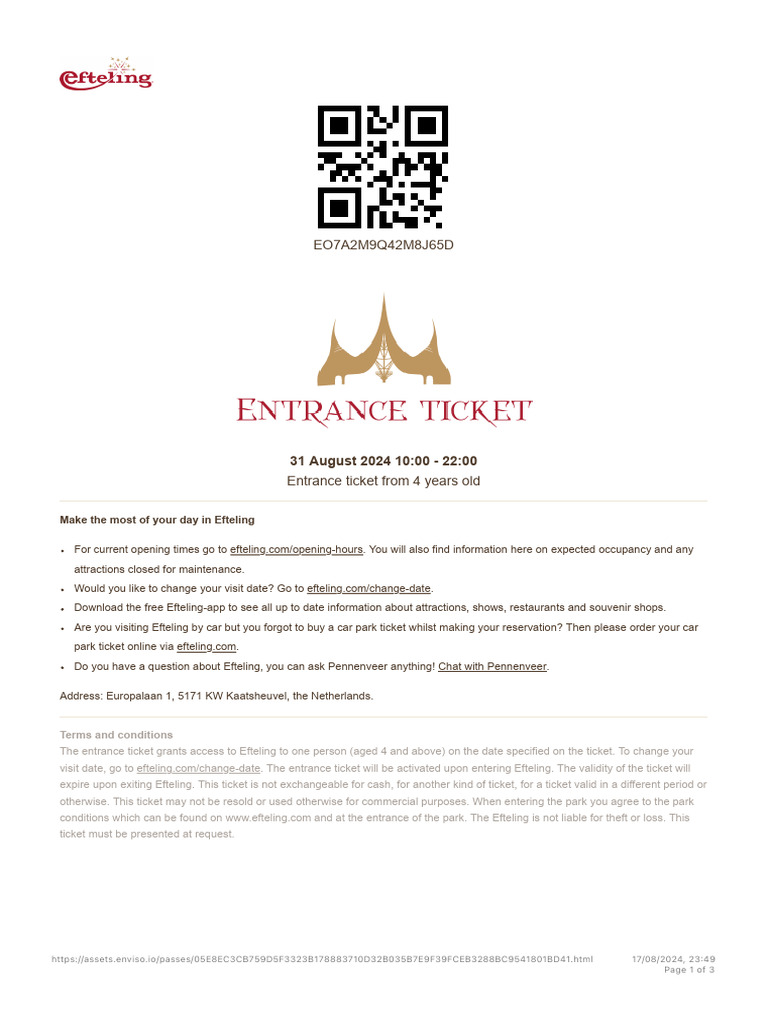 Efteling Tickets | PDF