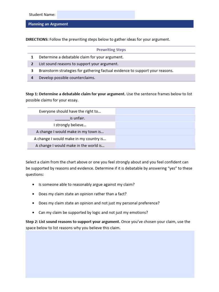 Planning Argument | PDF | Reason | Argument