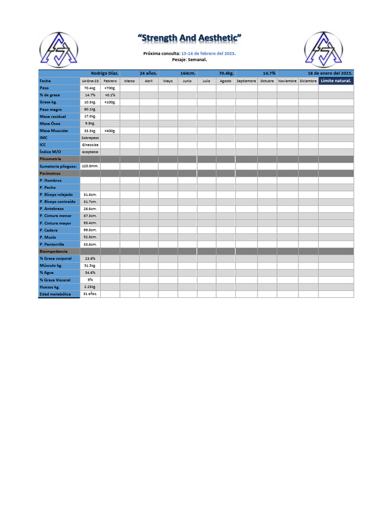 Programa Alimentacion y Entrenamiento 23 Rodrigo Díaz 1 | PDF | Vegetales | Alimentos