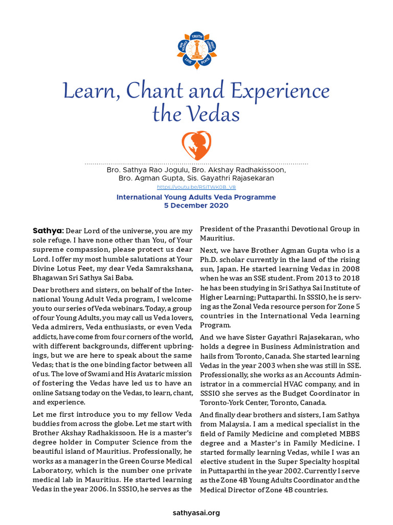 Learn Chant Experience The Vedas | PDF