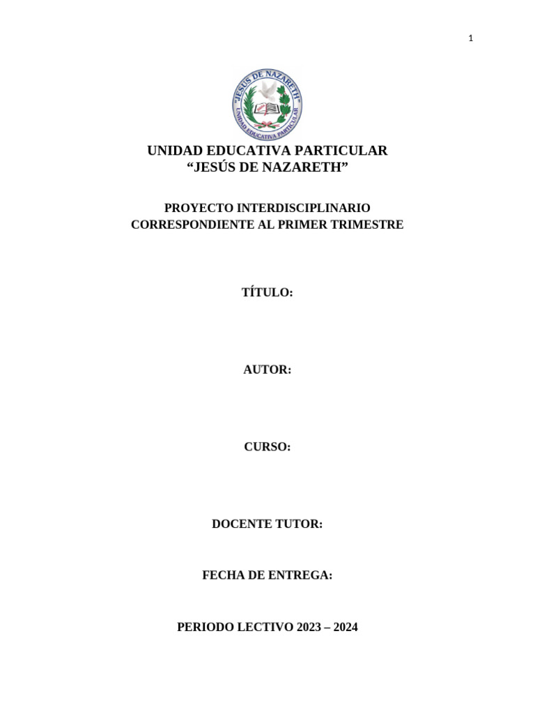 Formato Proyecto Interdisciplinar | PDF