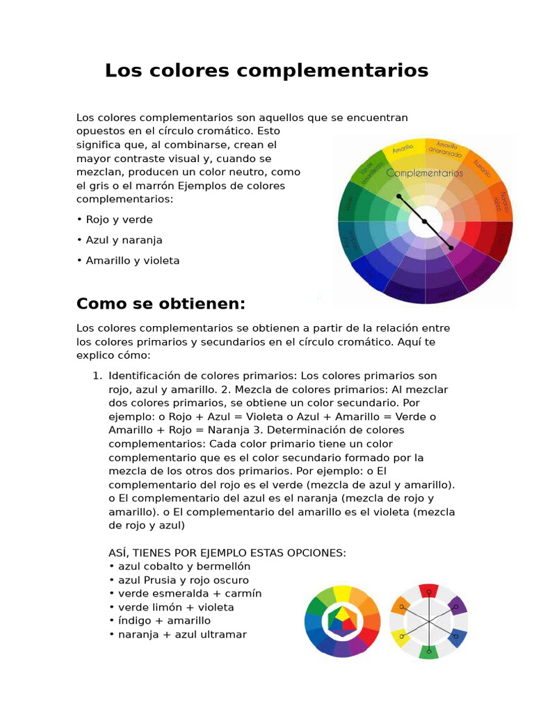 Colores Complementarios y su Uso | PDF